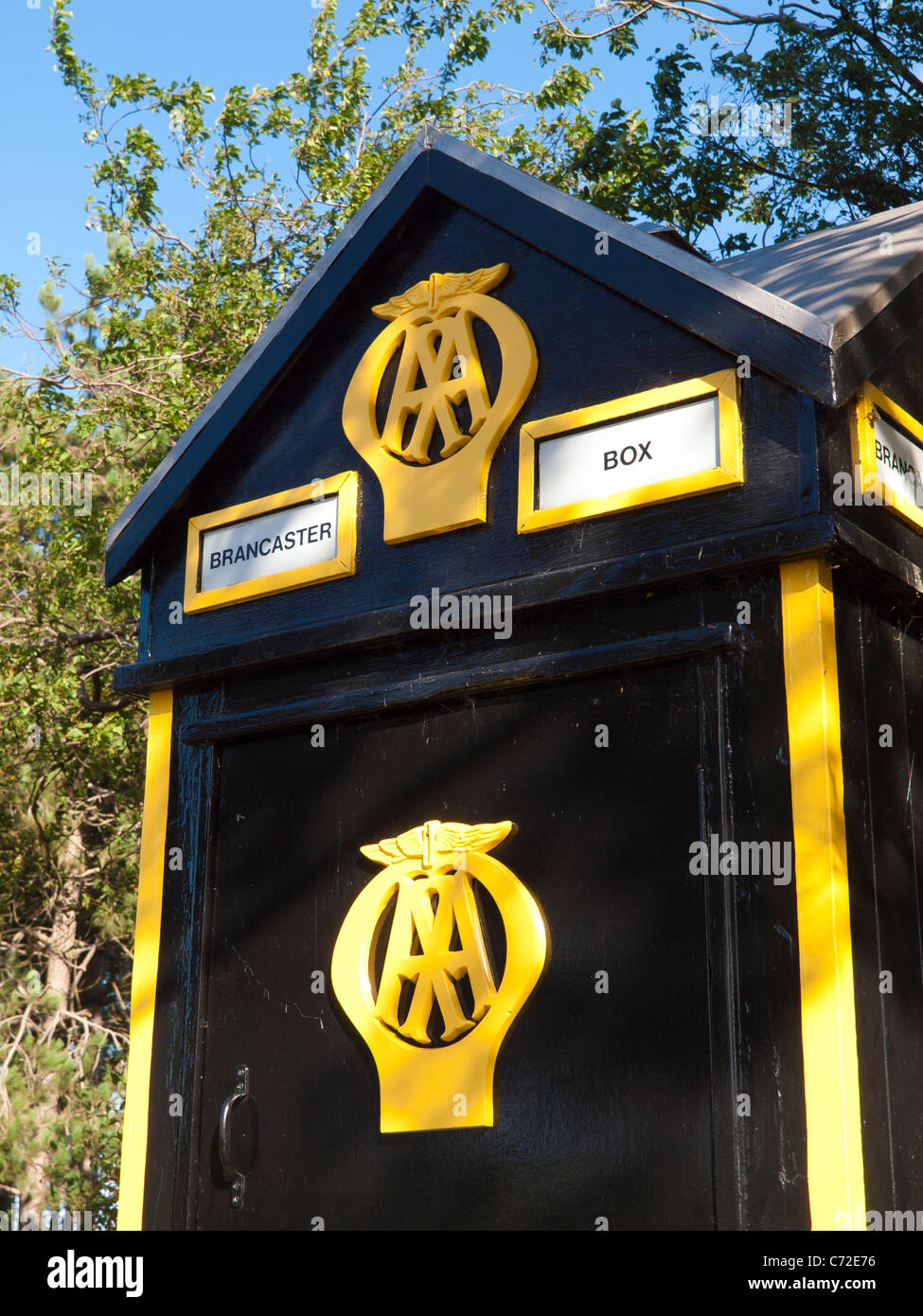An old fashioned AA Automobile Association telephone box at Brancaster ...