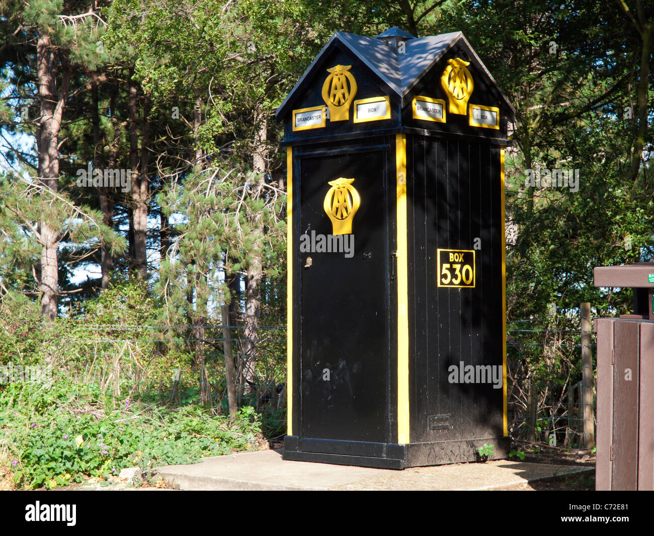 An old fashioned AA Automobile Association telephone box at Brancaster ...