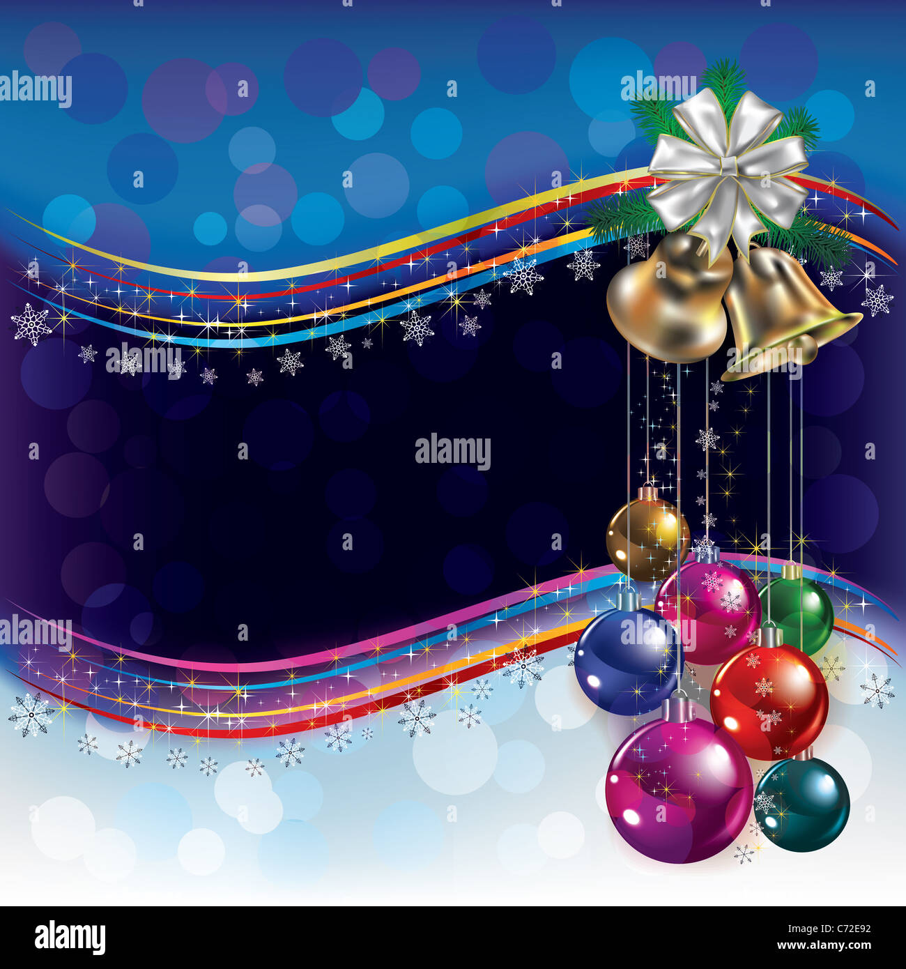 Abstract Christmas background with decorations and bells Stock Photo ...