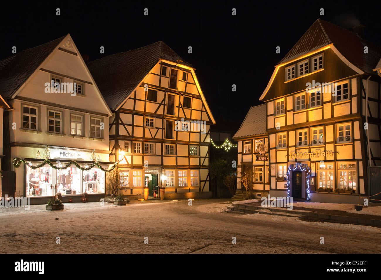 Old town of Soest by night, Sauerland, North Rhine-Westphalia, Germany ...