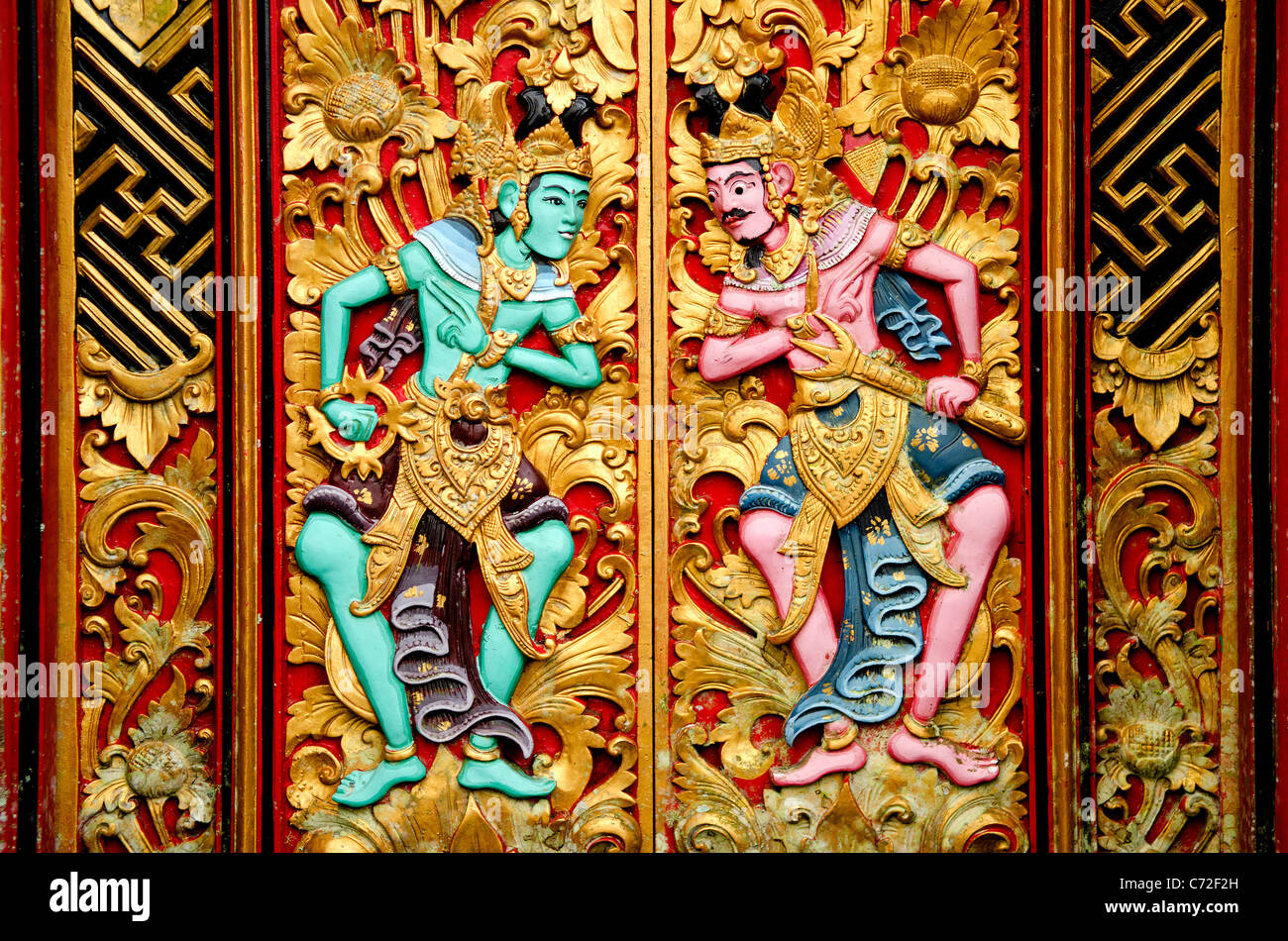 carvings in temple bali indonesia Stock Photo - Alamy