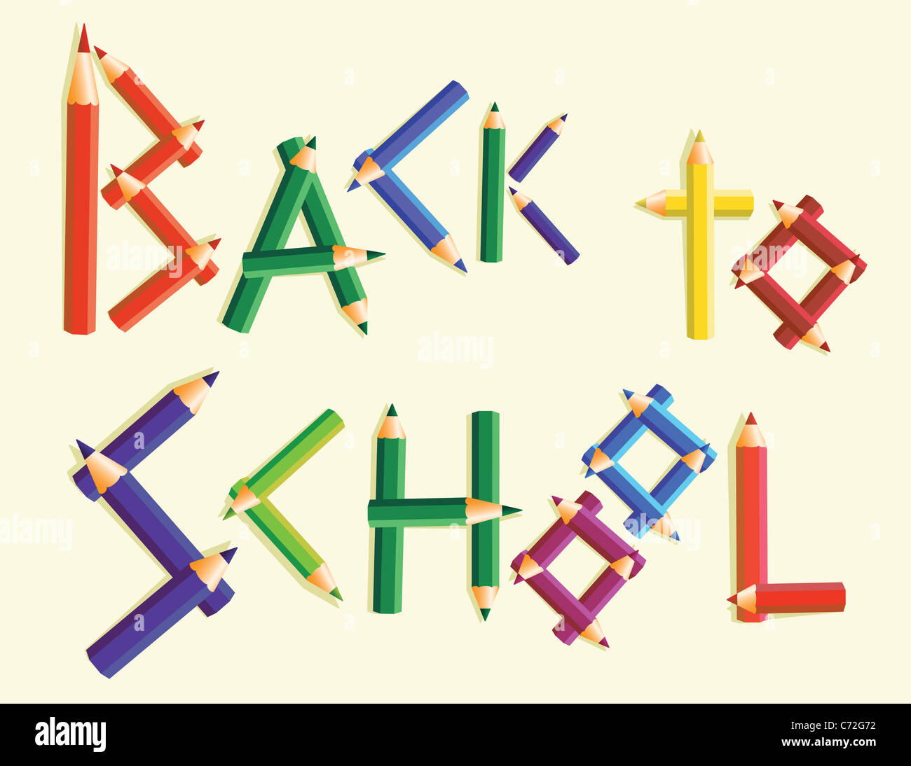 words BACK TO SCHOOL made from colored pencils Stock Photo - Alamy