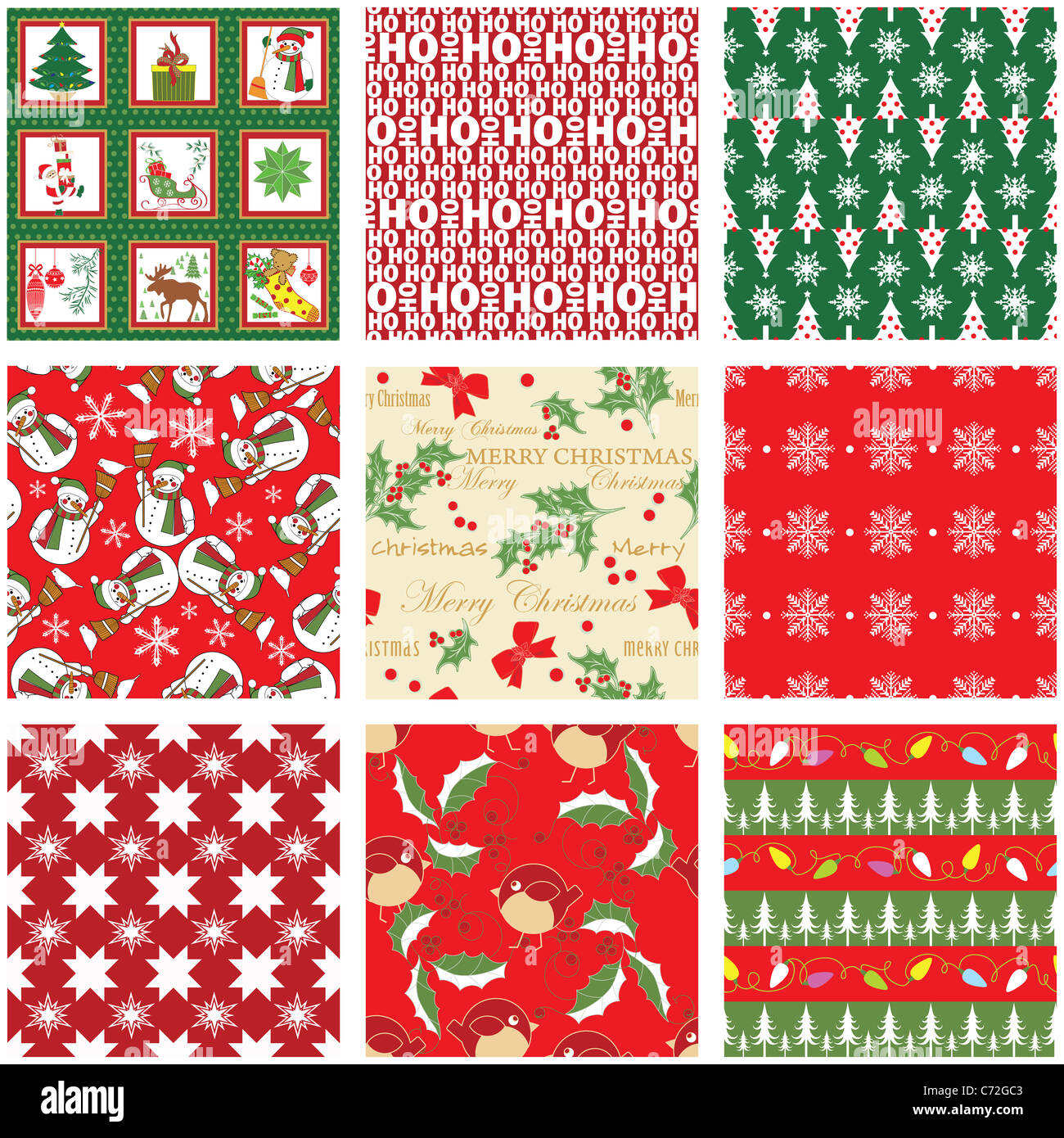 Collection of Seamless Xmas Patterns Stock Photo - Alamy