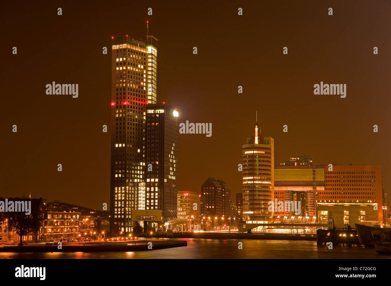 Rotterdam city skyline at night, The Netherlands Stock Photo - Alamy