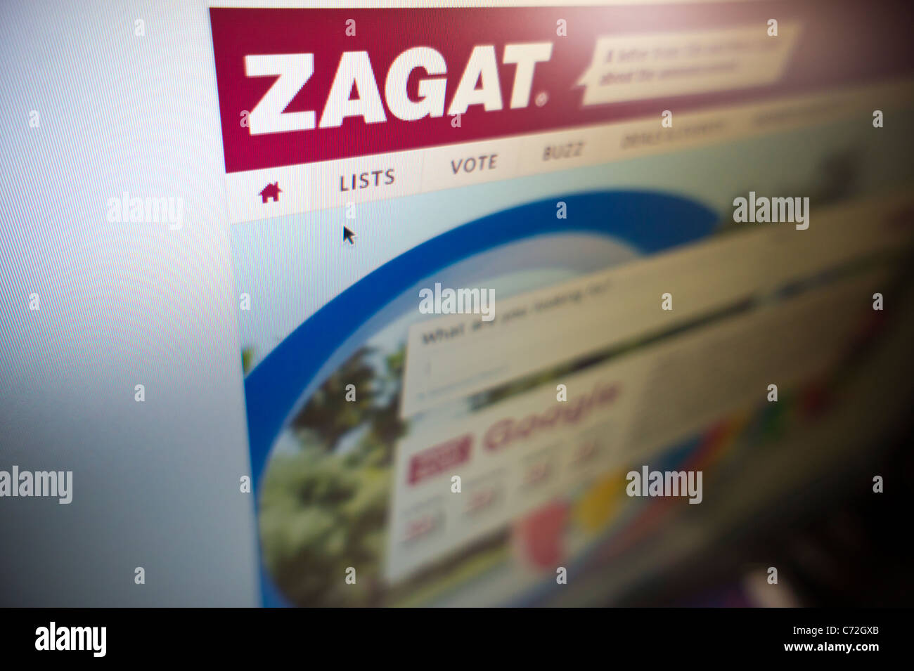The homepage of the Zagat restaurant review website is seen on a ...