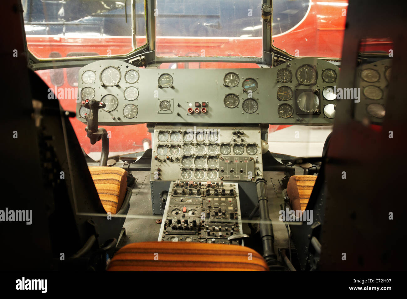 Inside the Cockpit of the Bell UH-1H Iroquais (Huey) Helicopter. The ...