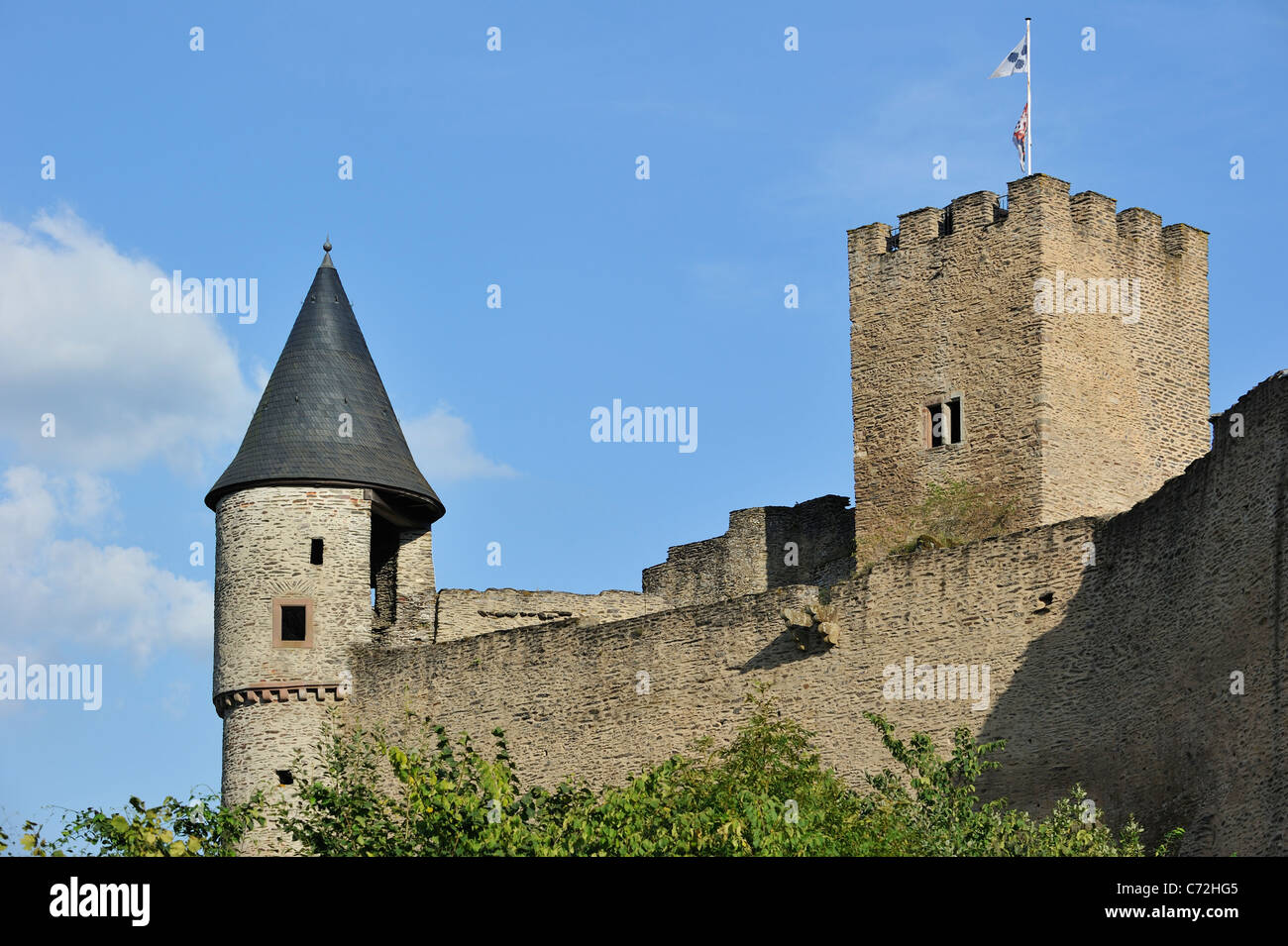 Ruins of the medieval Bourscheid Castle, Luxembourg Stock Photo - Alamy
