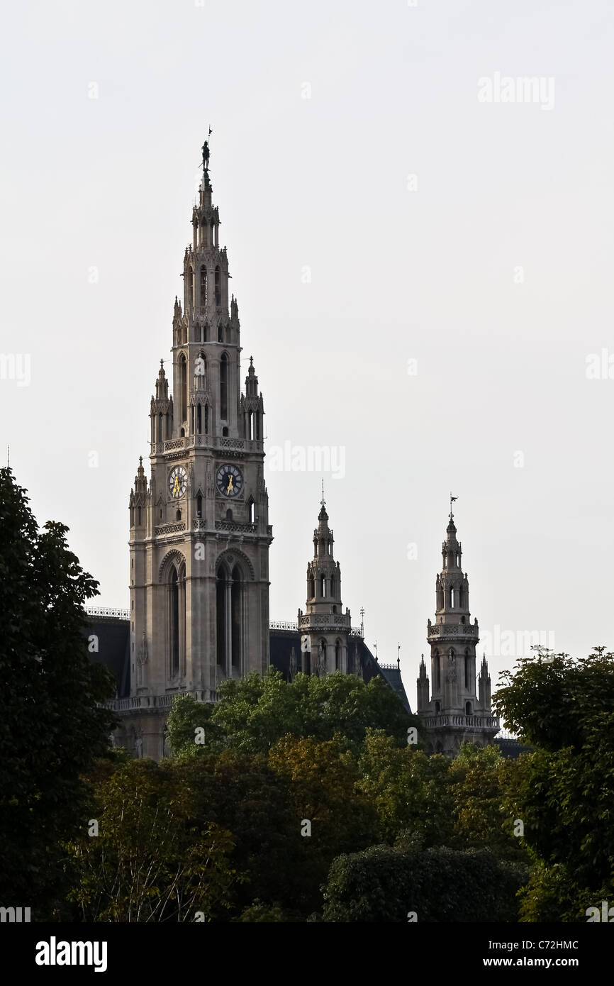 The largest tower of Vienna's city hall Stock Photo - Alamy