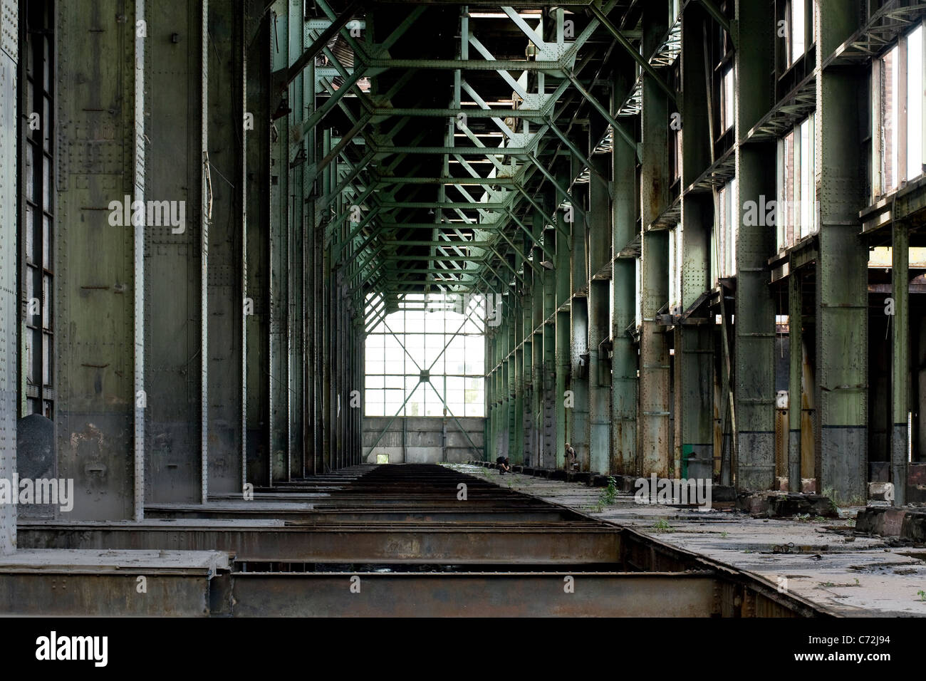 derelict interior of dilapidated warehouse Stock Photo - Alamy