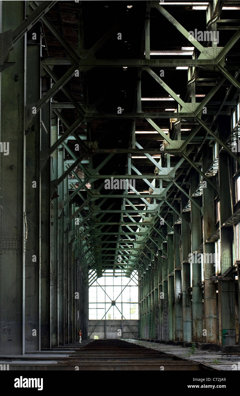 derelict interior of dilapidated warehouse Stock Photo - Alamy