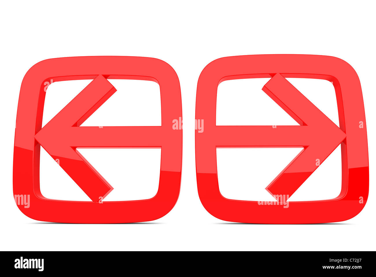 3d render of red left and right arrow sign Stock Photo - Alamy