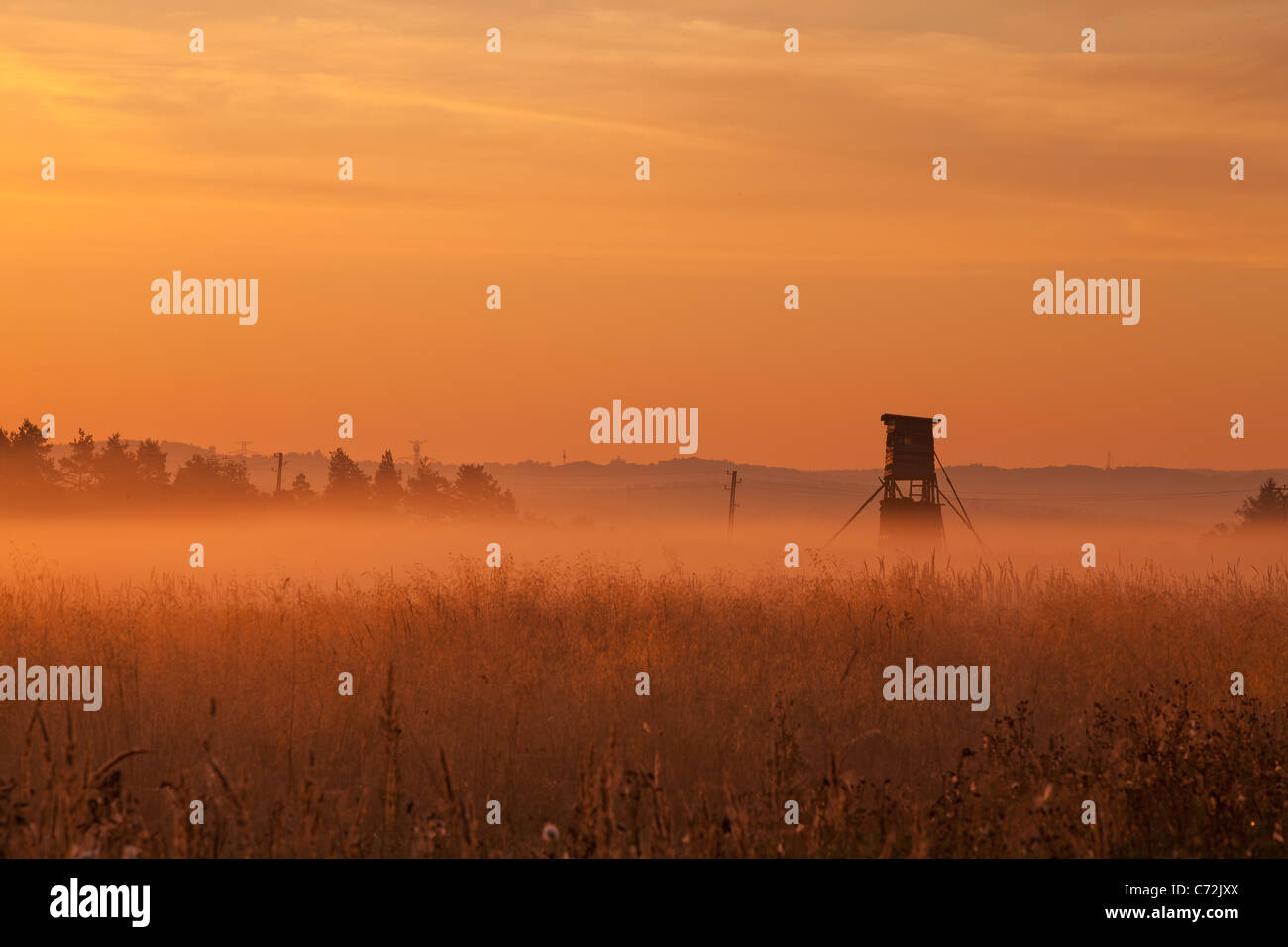Hunters tower at sunset in winter Stock Photo - Alamy