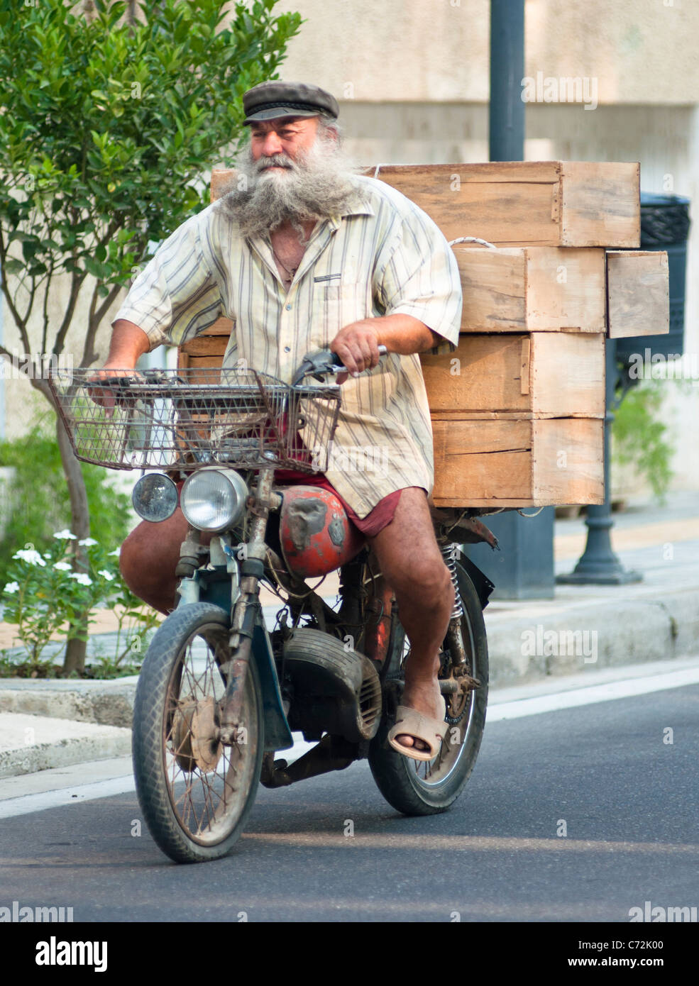 A local character in the village of Katakolon (near Olympia), Greece ...