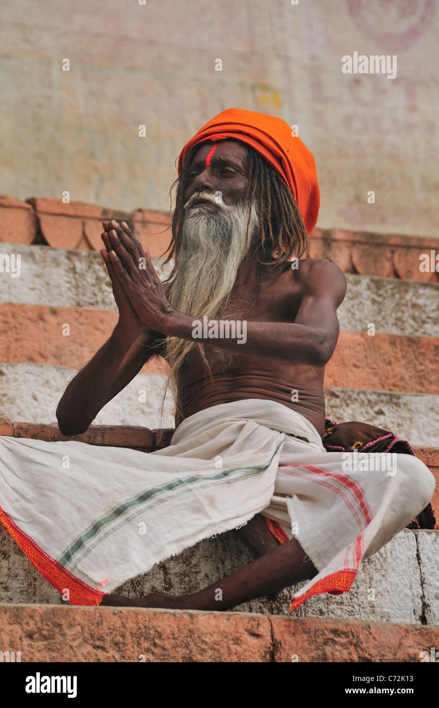 Sadhu praying ganges river hi-res stock photography and images - Alamy