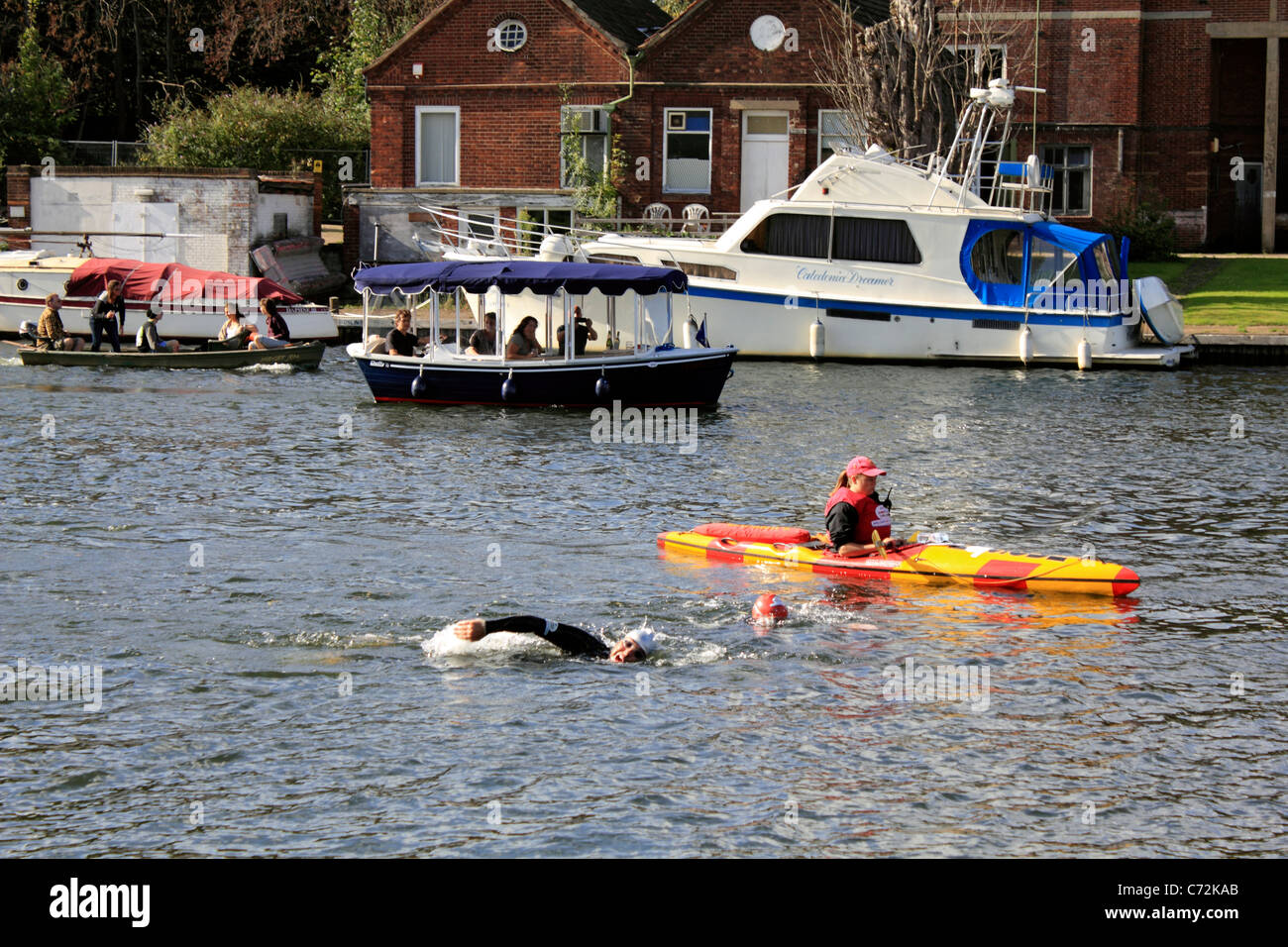 David Walliams Sport Relief Charity Swim along the River Thames at ...