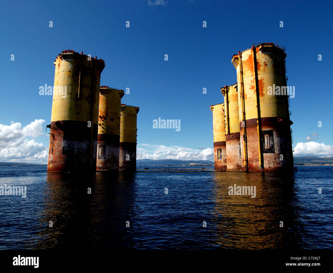 Decommissioned Oil Rig moored in the Cromarty Firth, Scotland. The Hull ...