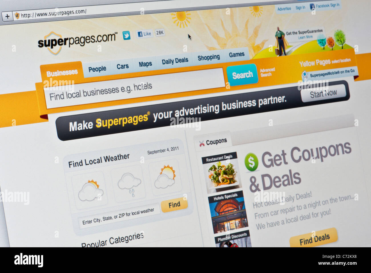 Close up of the SuperPages logo as seen on its website. (Editorial use ...