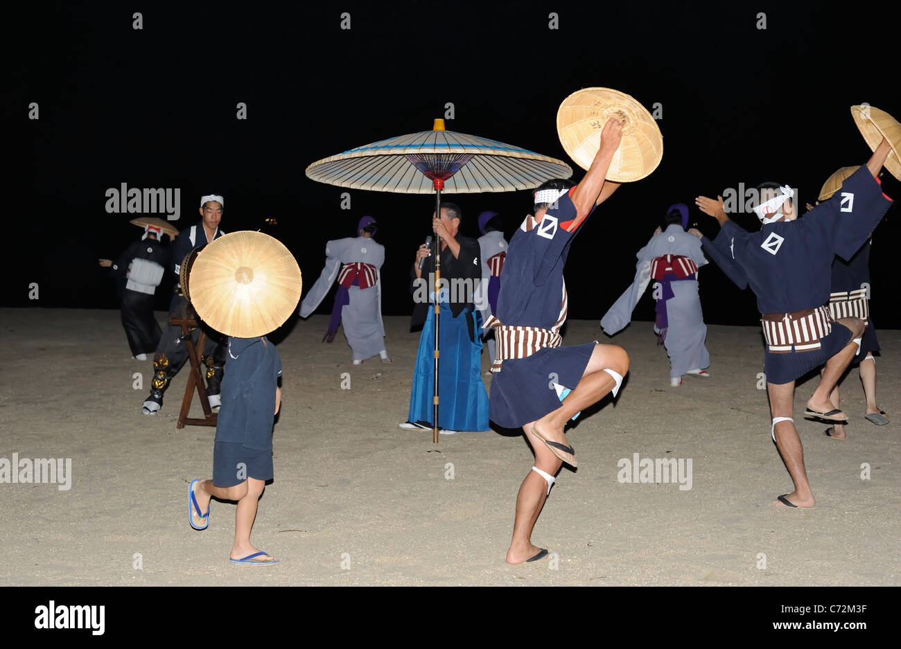 Shiraishijima, Okayama, Japan, Japanese traditional dance on a beach at ...