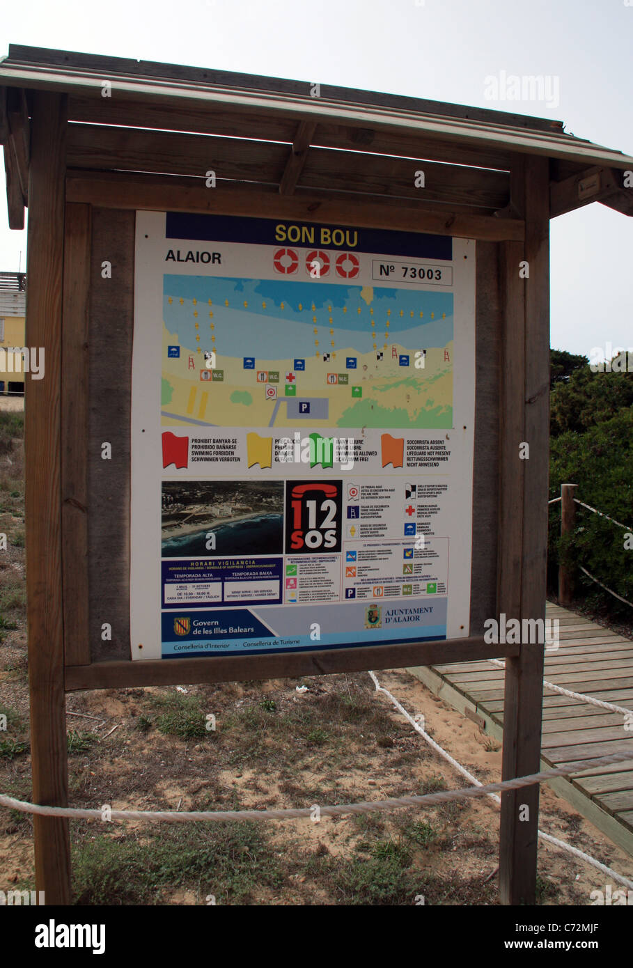 A beach sign in Menorca Stock Photo - Alamy