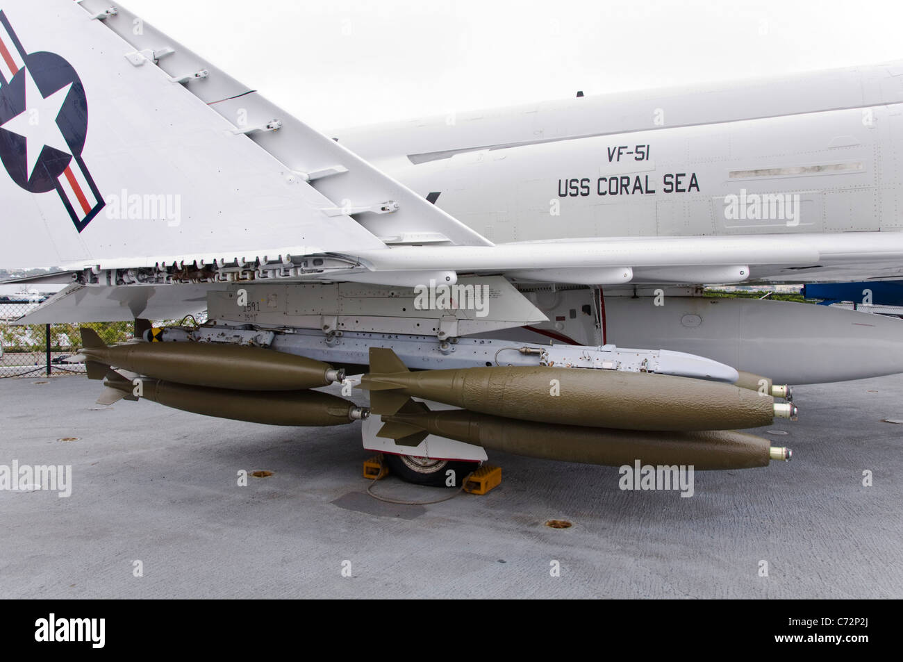 Bomber aircraft with bombs on the flight deck of USS Midway Aircraft ...
