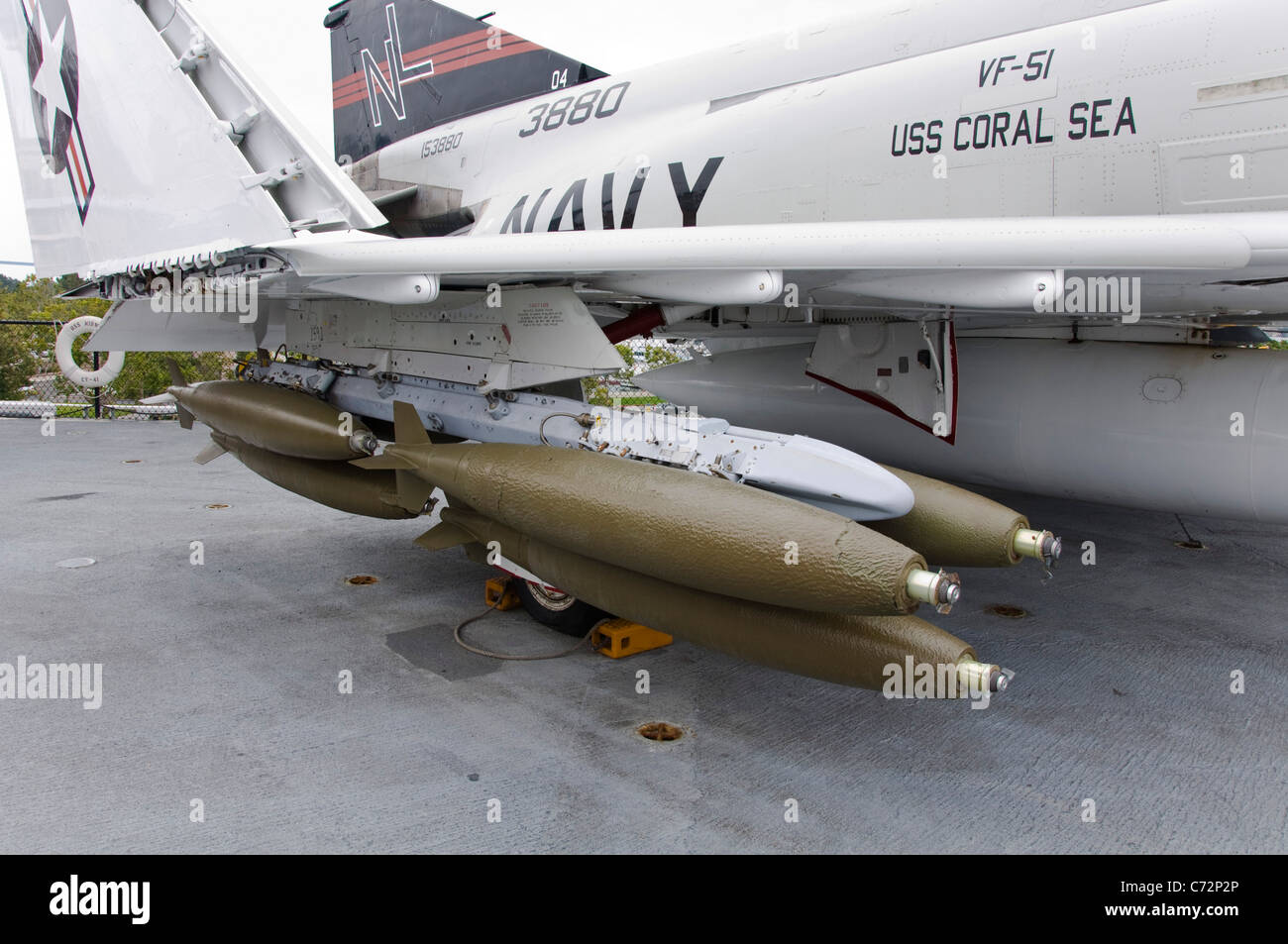 Bomber aircraft with bombs on the flight deck of USS Midway Aircraft ...