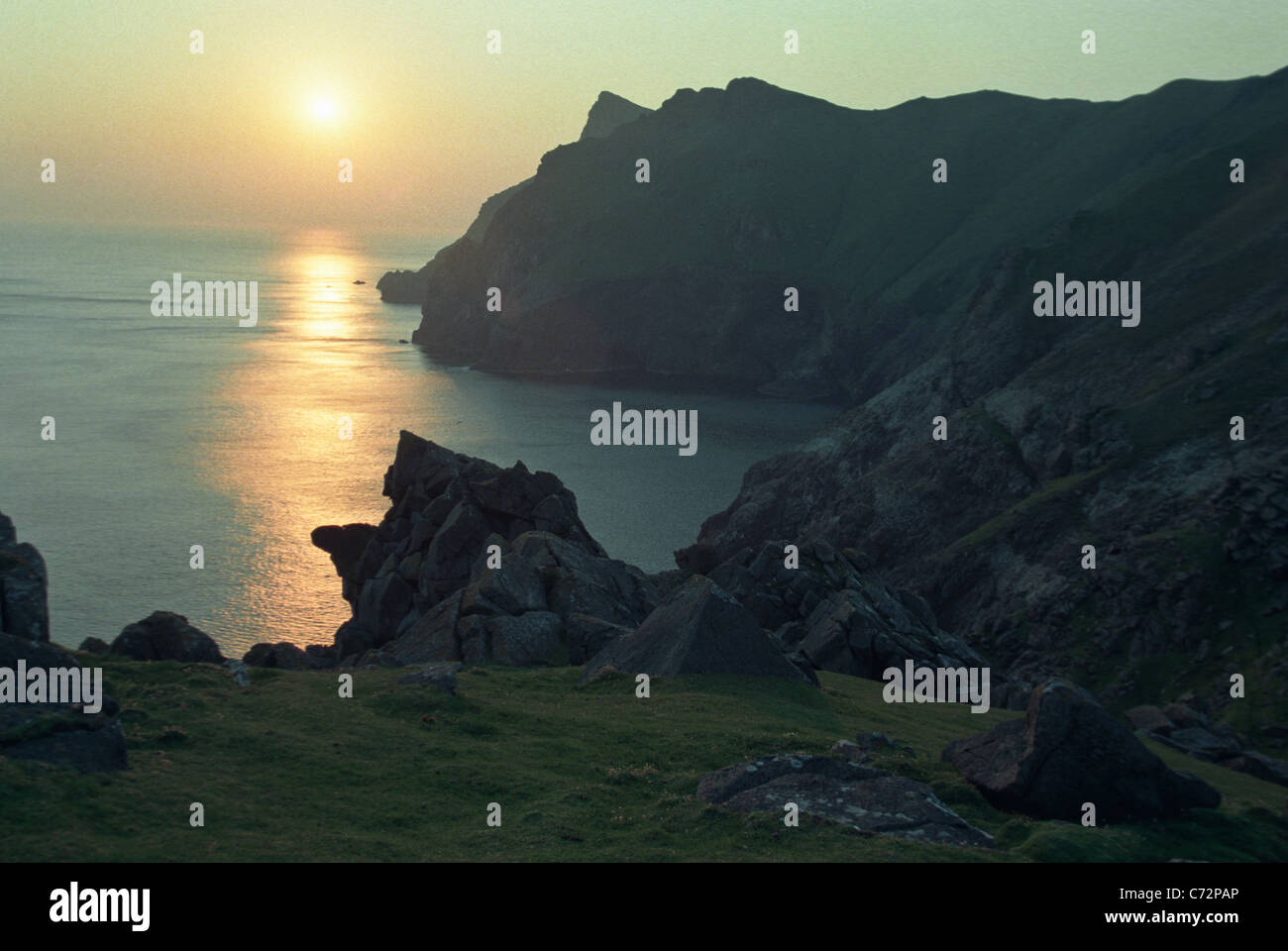 The island of Hirta in St Kilda, in the Outer Hebrides, Scotland Stock ...