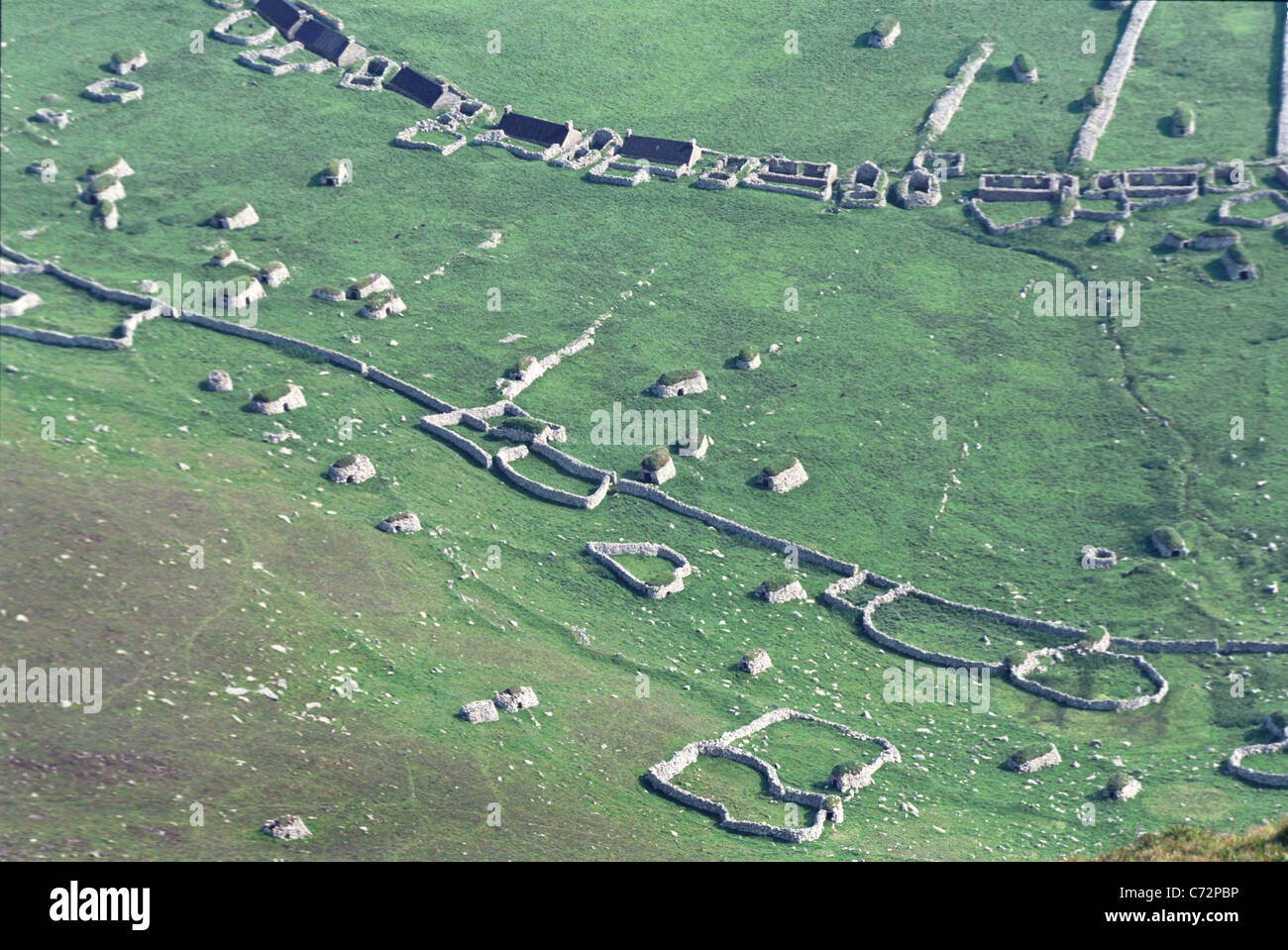 The island of Hirta in St Kilda, in the Outer Hebrides, Scotland Stock ...