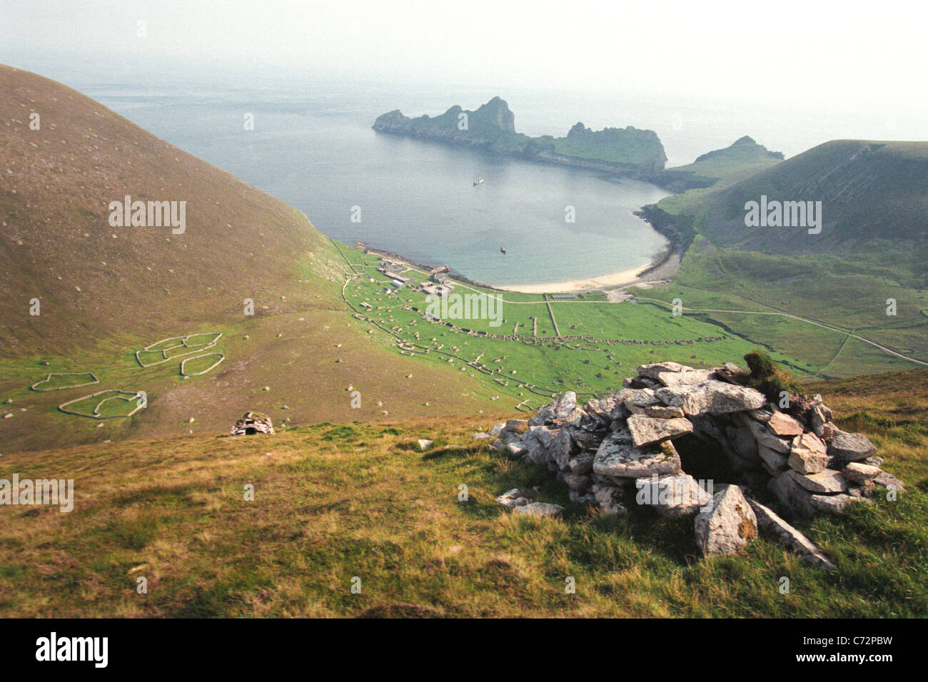 The island of Hirta in St Kilda, in the Outer Hebrides, Scotland Stock ...