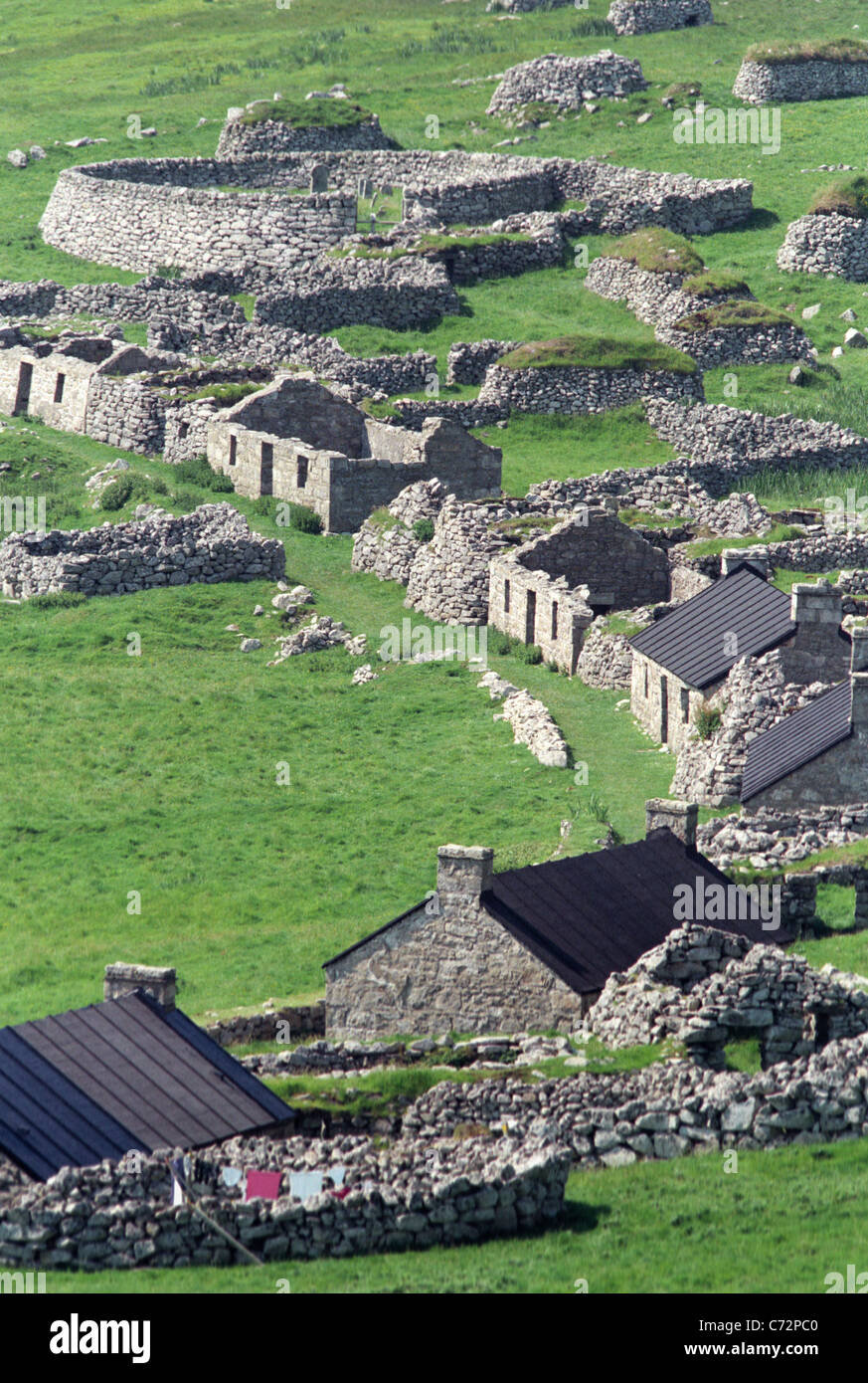 The island of Hirta in St Kilda, in the Outer Hebrides, Scotland Stock ...