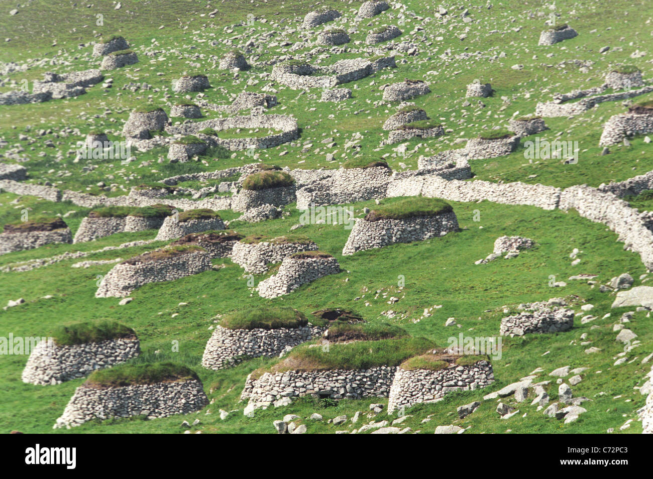 The island of Hirta in St Kilda, in the Outer Hebrides, Scotland Stock ...