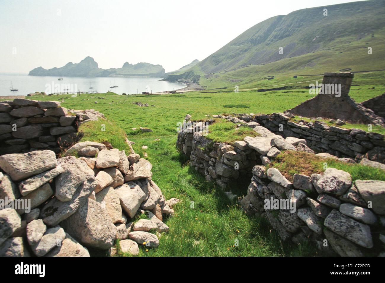 The island of Hirta in St Kilda, in the Outer Hebrides, Scotland Stock ...