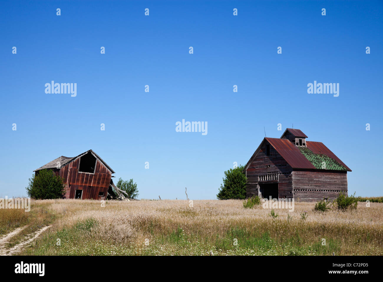 Old farm buildings in the middle of field Stock Photo - Alamy