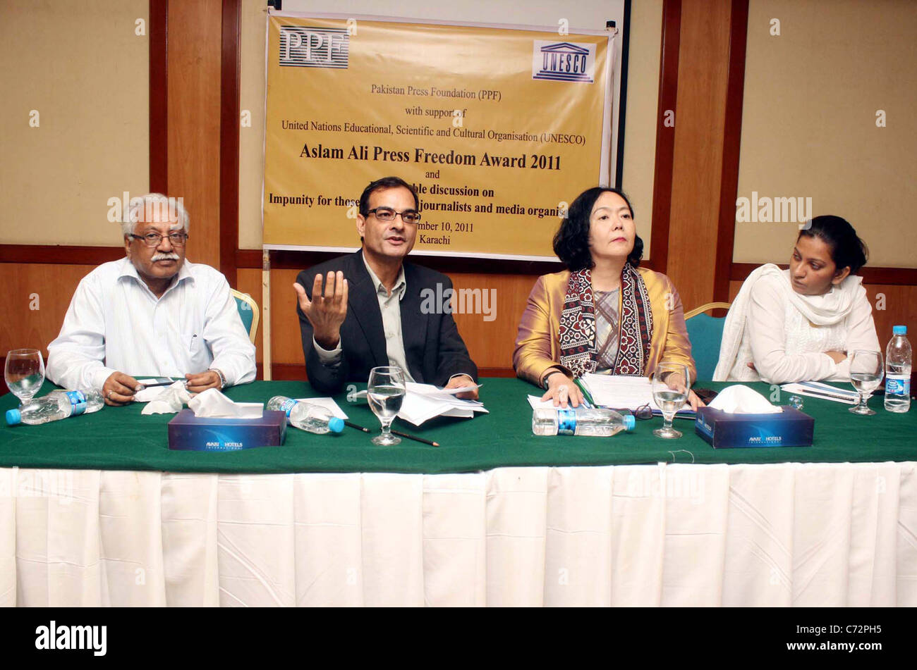 Secretary General Pakistan Press Foundation speaking at round table ...