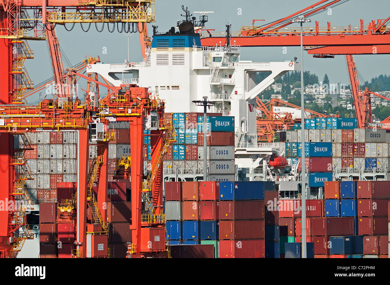 Import-Export: freight containers stacked up at the Centerm container ...
