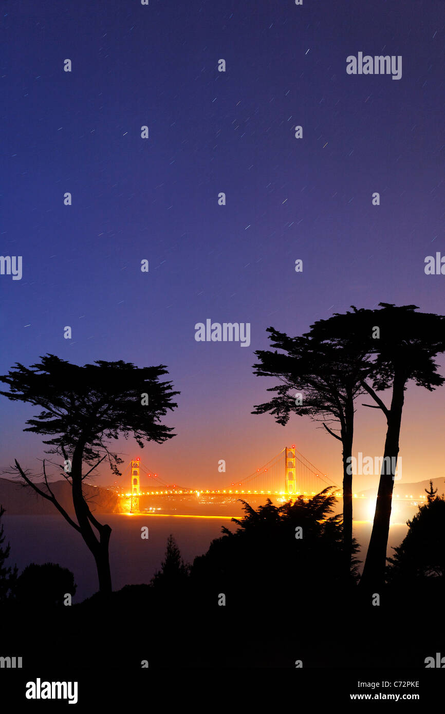 Golden Gate Bridge framed by trees from Lincoln Park, Golden Gate ...