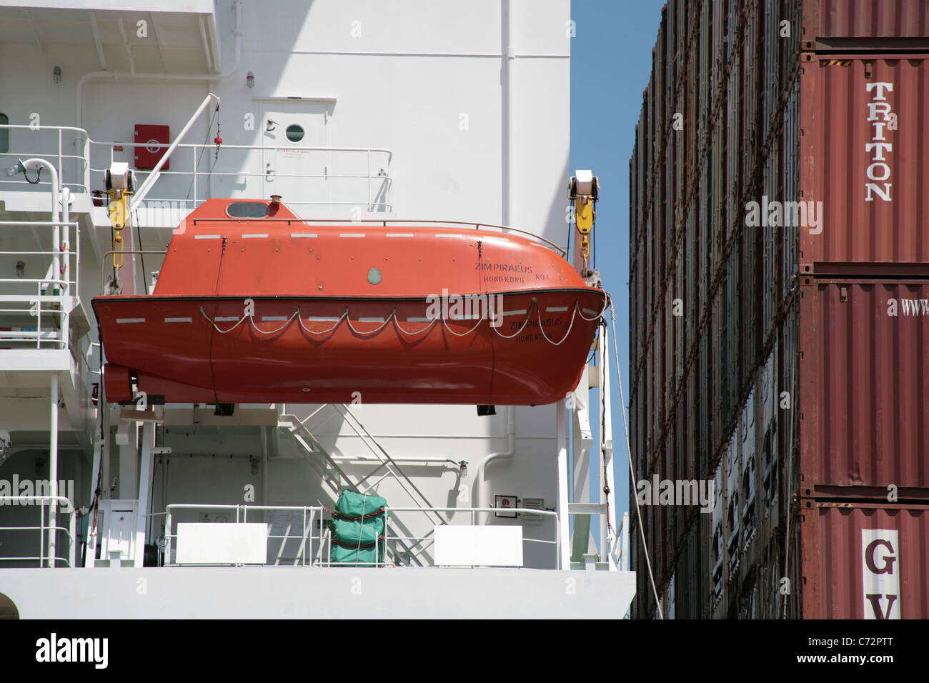 Rescue boats on a ship Stock Photo - Alamy
