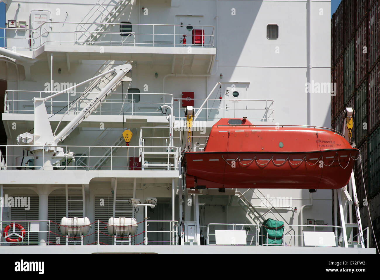 Rescue boats on a ship Stock Photo - Alamy