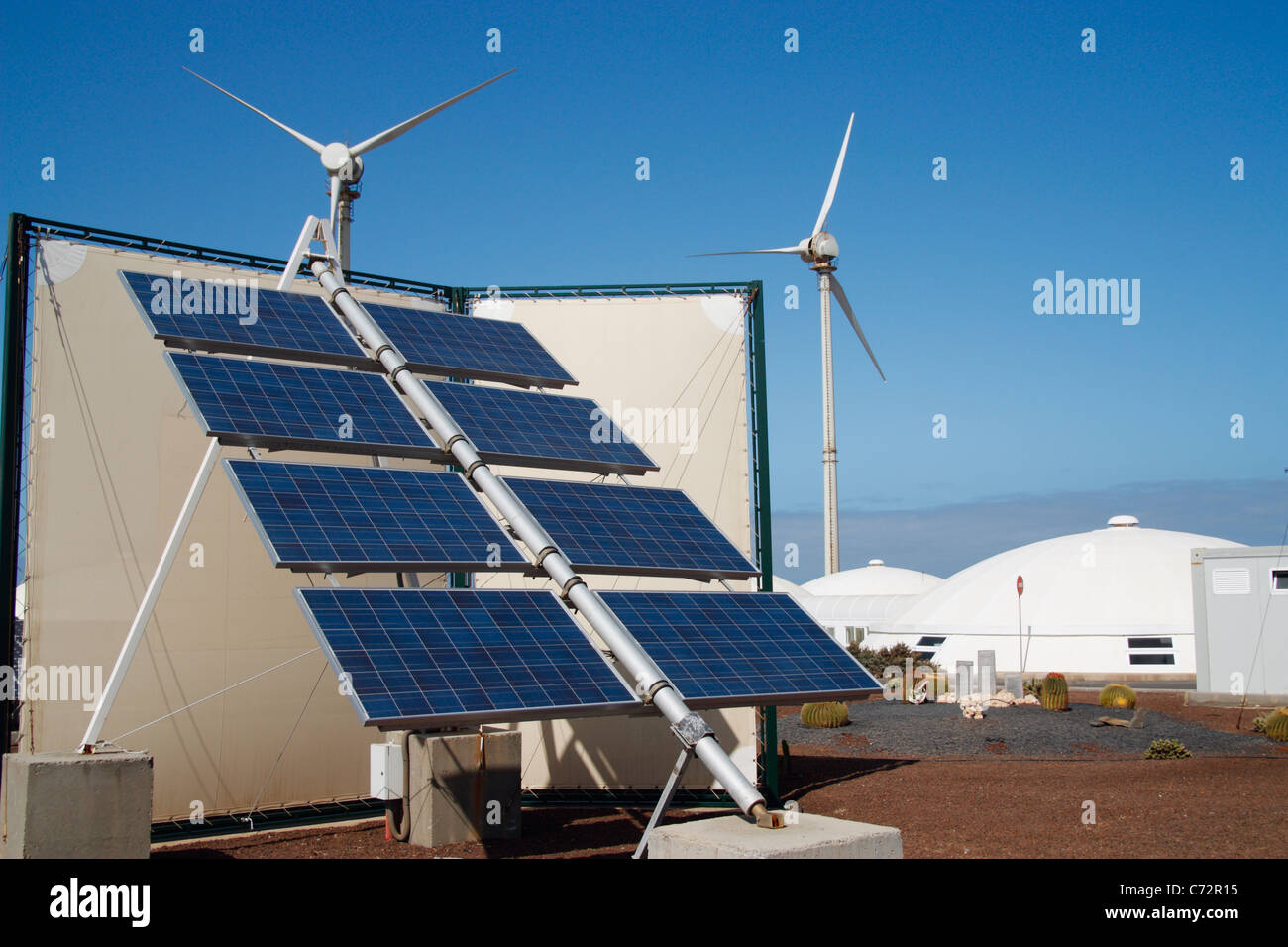 Solar panels at ITC (Instituto de Tecnologia) at Pozo on Gran Canaria ...