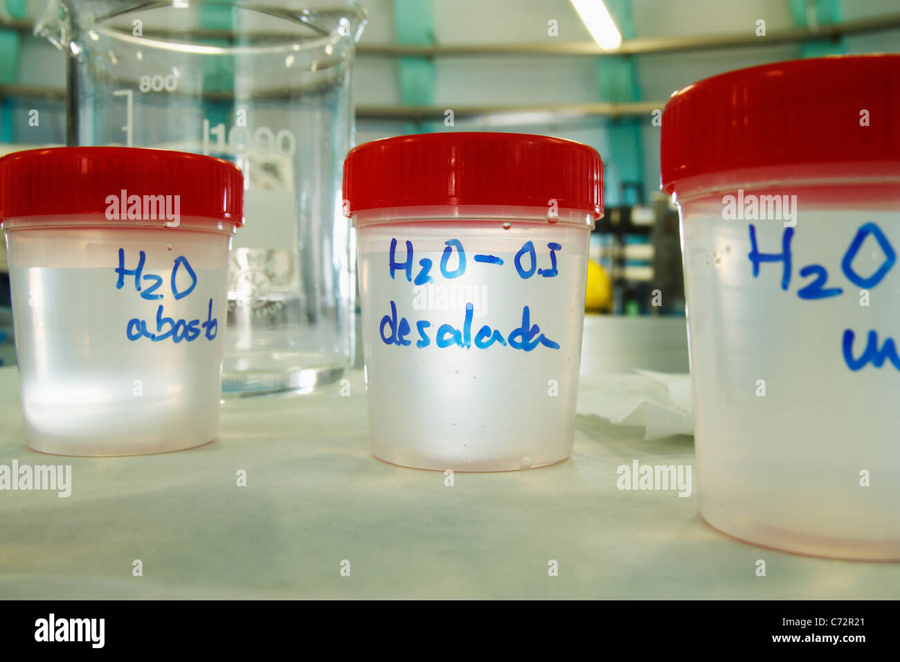 Desalinated water in container in lab in Spain Stock Photo - Alamy