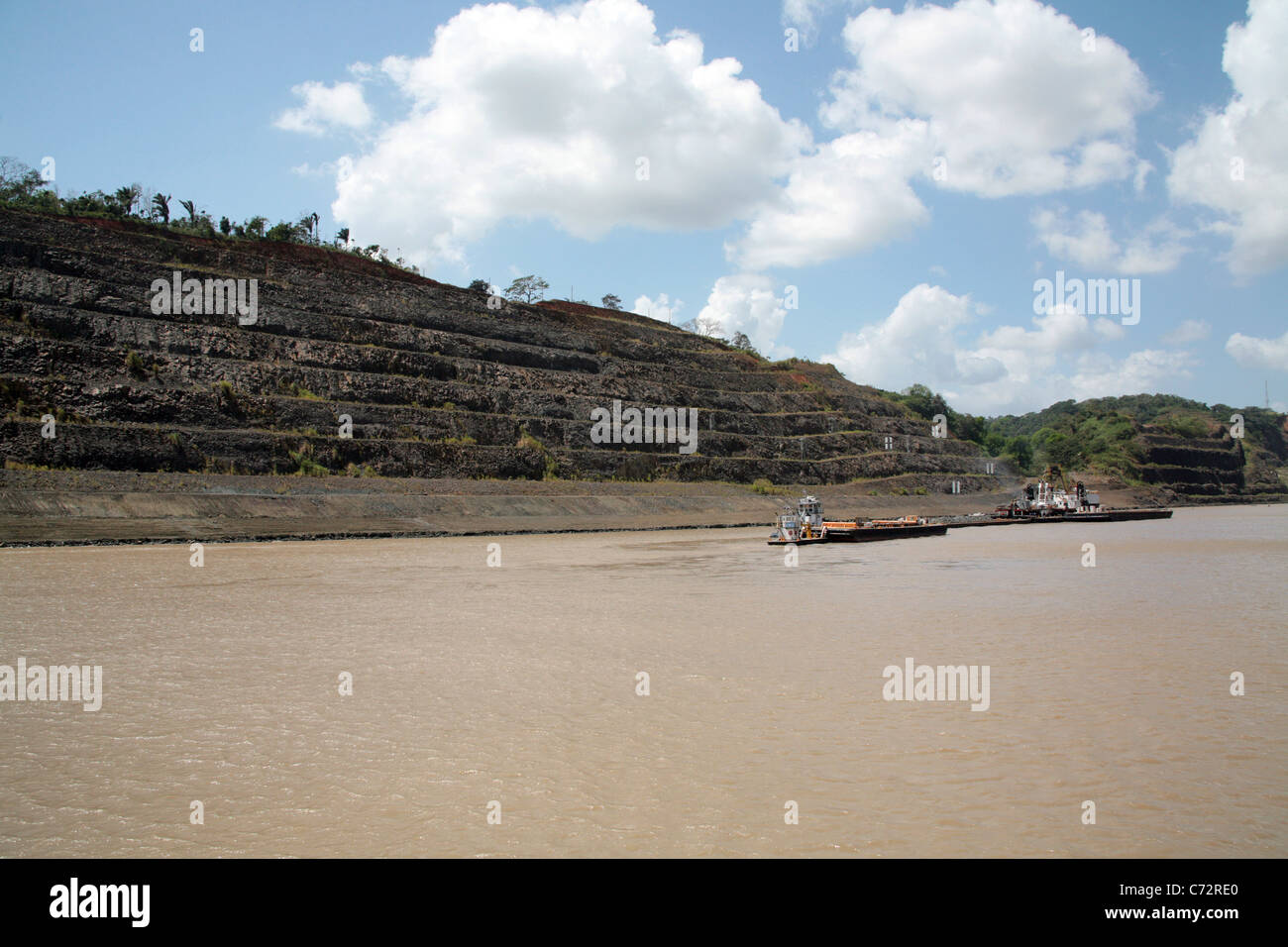 Gaillard Cut or Corte Culebra, the narrowest point of the Panama Canal ...