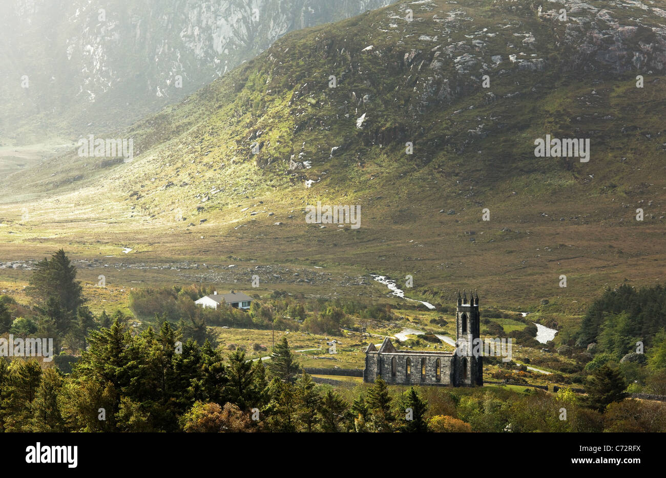 Dunlewy Church ruins in valley bottom, Dunlewy, County Donegal ...