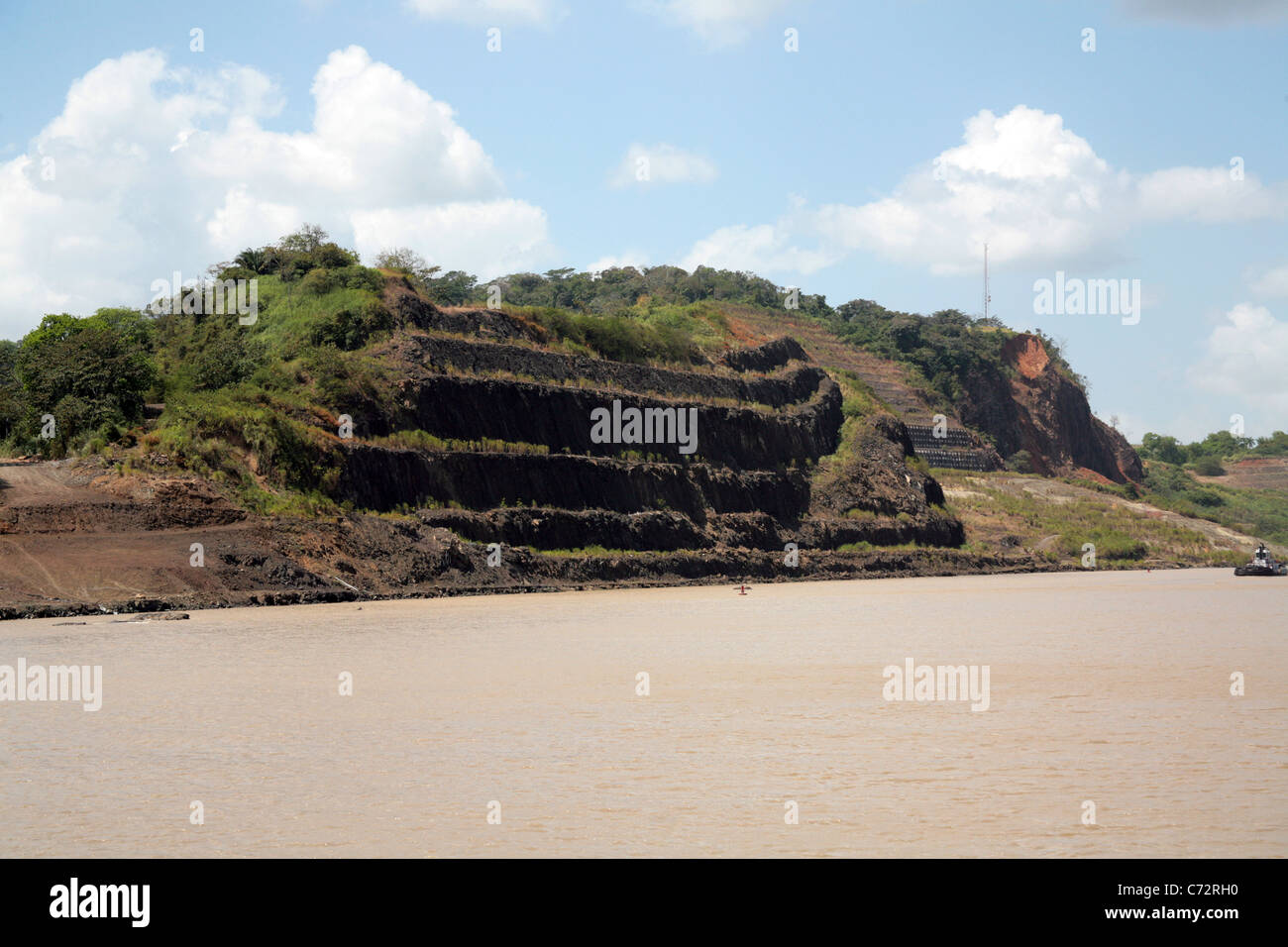 Gaillard Cut or Corte Culebra, the narrowest point of the Panama Canal ...