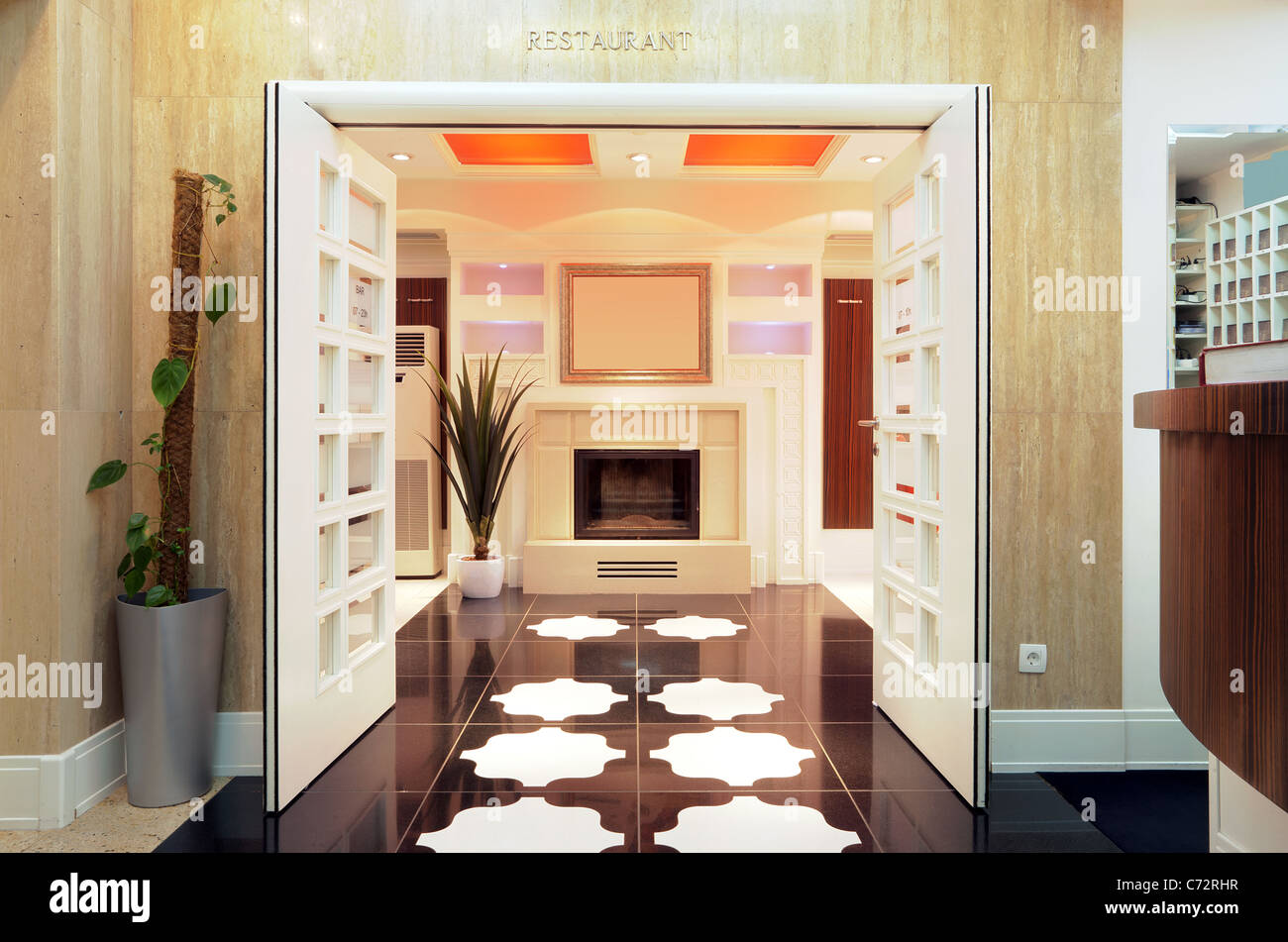 Entrance of a hotel restaurant, interior design Stock Photo - Alamy