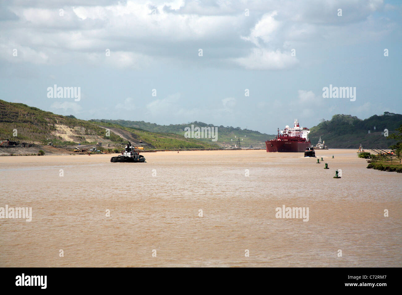 Gaillard Cut or Corte Culebra, the narrowest point of the Panama Canal ...