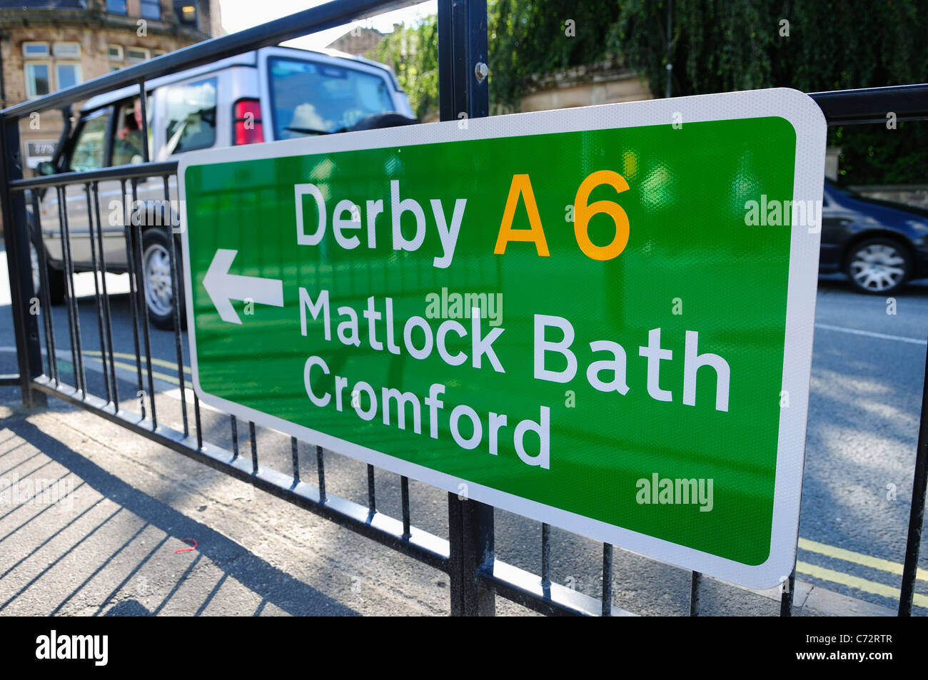 British Road Sign .Derby A6 Stock Photo - Alamy