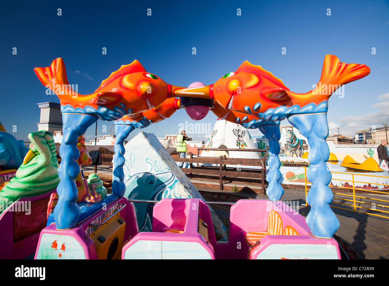 A ride at a seafront fair in Rhyl, North Wales Stock Photo - Alamy