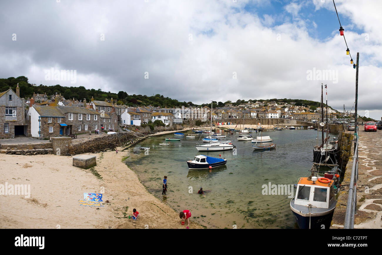 Panorama of Mousehole harbour, Cornwall, UK Stock Photo - Alamy