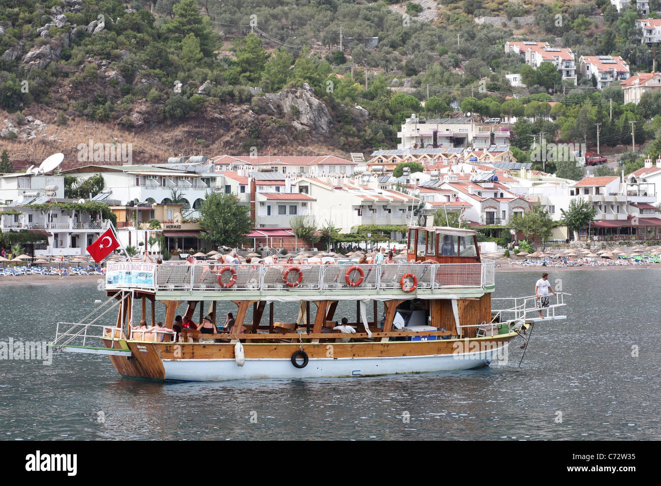 A tourist boat off the shore of Turunc, Turkey Stock Photo - Alamy