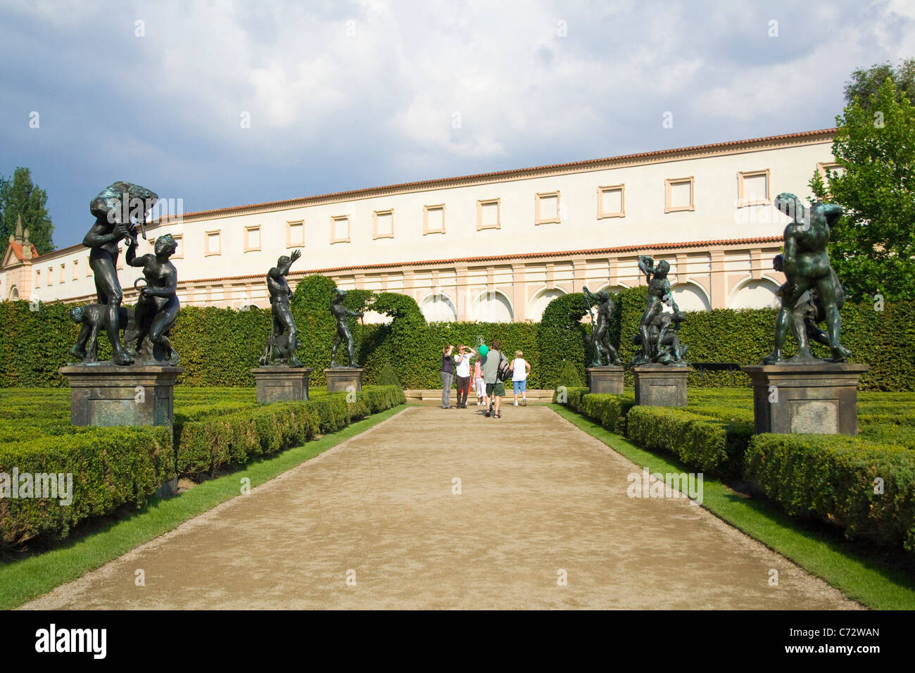 Sculpture in the park in Wallenstein Palace, home of the Czech Senate ...