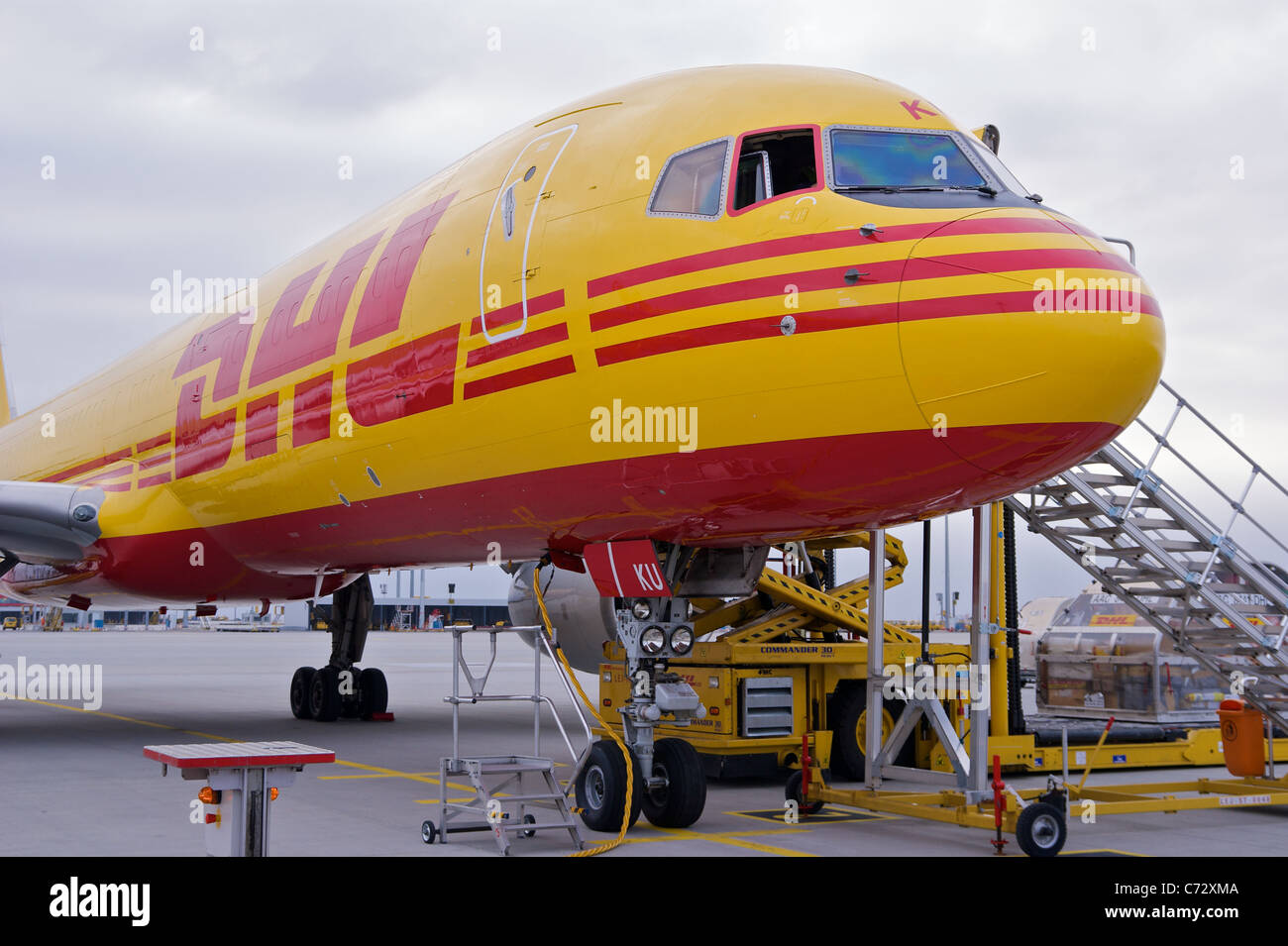 DHL Boeing 757-200SF converted cargo aircraft registration G-BIKU ...